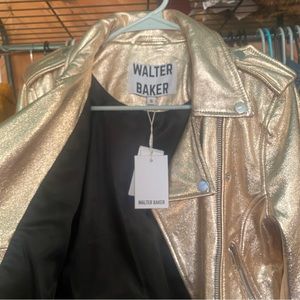 Jackets & Coats | Walter Baker Metallic Gold Leather Moto Jacket ...